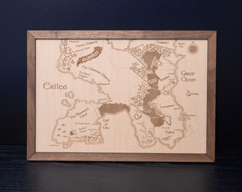 Throne of Glass Map, Wood Engraved Map of Erilea - Etsy