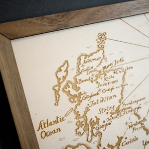 Outlander Map, Wood Engraved Map of Scotland From the World of the ...