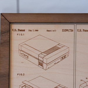 Nintendo Wall Art, Classic Gaming Systems Patent Display, Wood Engraved ...