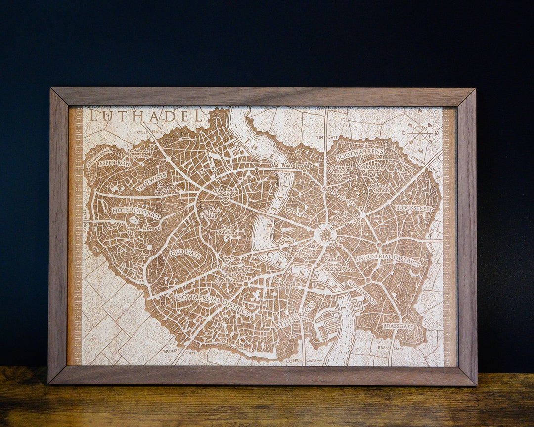 Luthadel Map, Wood Engraved Map From Mistborn, Cosmere - Etsy