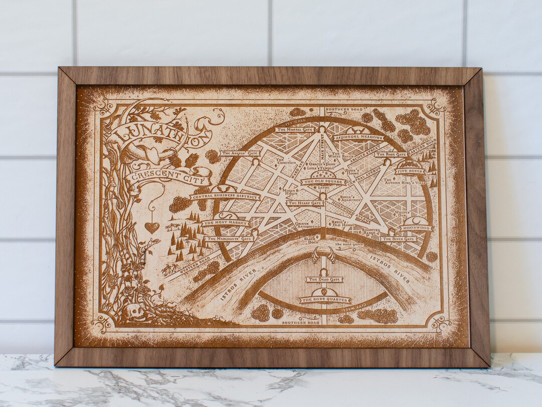 Crescent City Map, Wood Engraved Map of Lunathion - Etsy