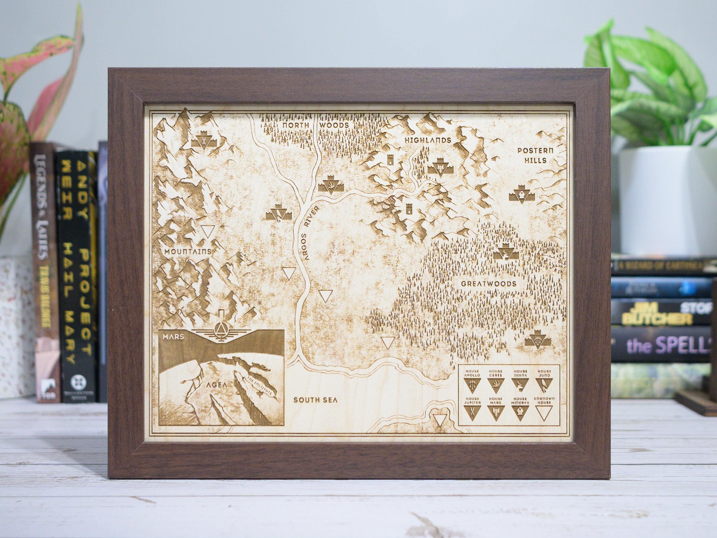 Red Rising Map, Wood Engraved Map of Mars From Book 1 - Etsy