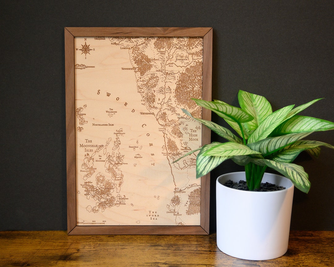 D&D Sword Coast Map, Wood Engraved Map from Dungeons and Dragons - Etsy ...