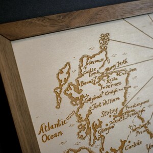 Outlander Map, Wood Engraved Map of Scotland From the World of the ...