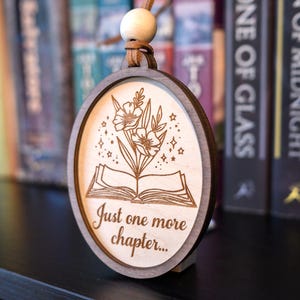 Book Ornament: Just One More Chapter Wood Engraved Ornament - Etsy