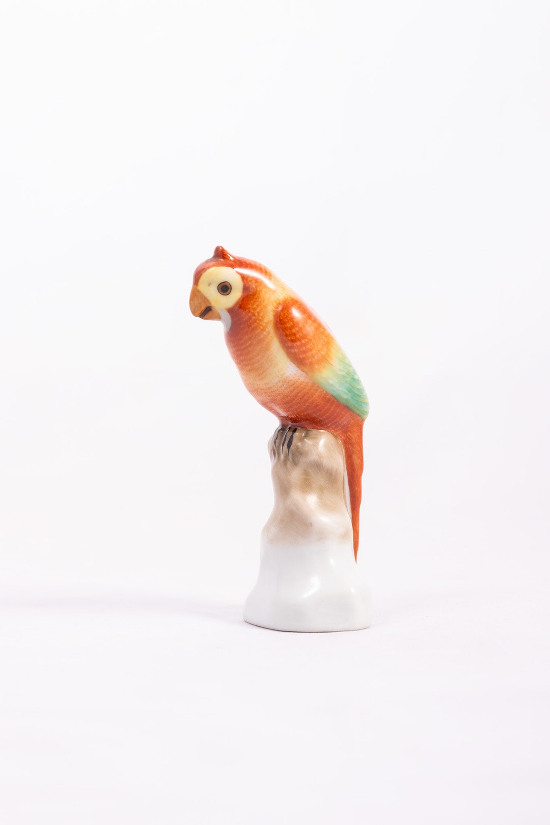 Colorful Parrot - Vintage Herend Porcelain - Hand Painted Bird Figurine ...