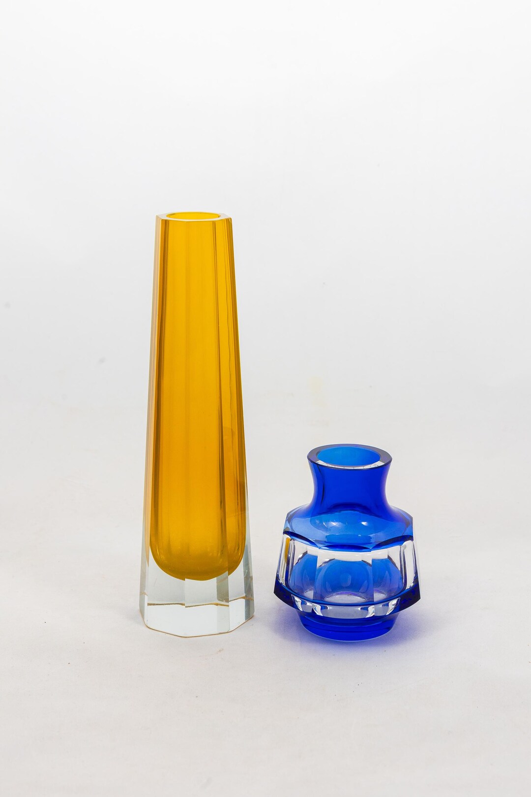 Yellow and Blue Complimenters - Vintage Art Glass Pair - Kaj Franck ...