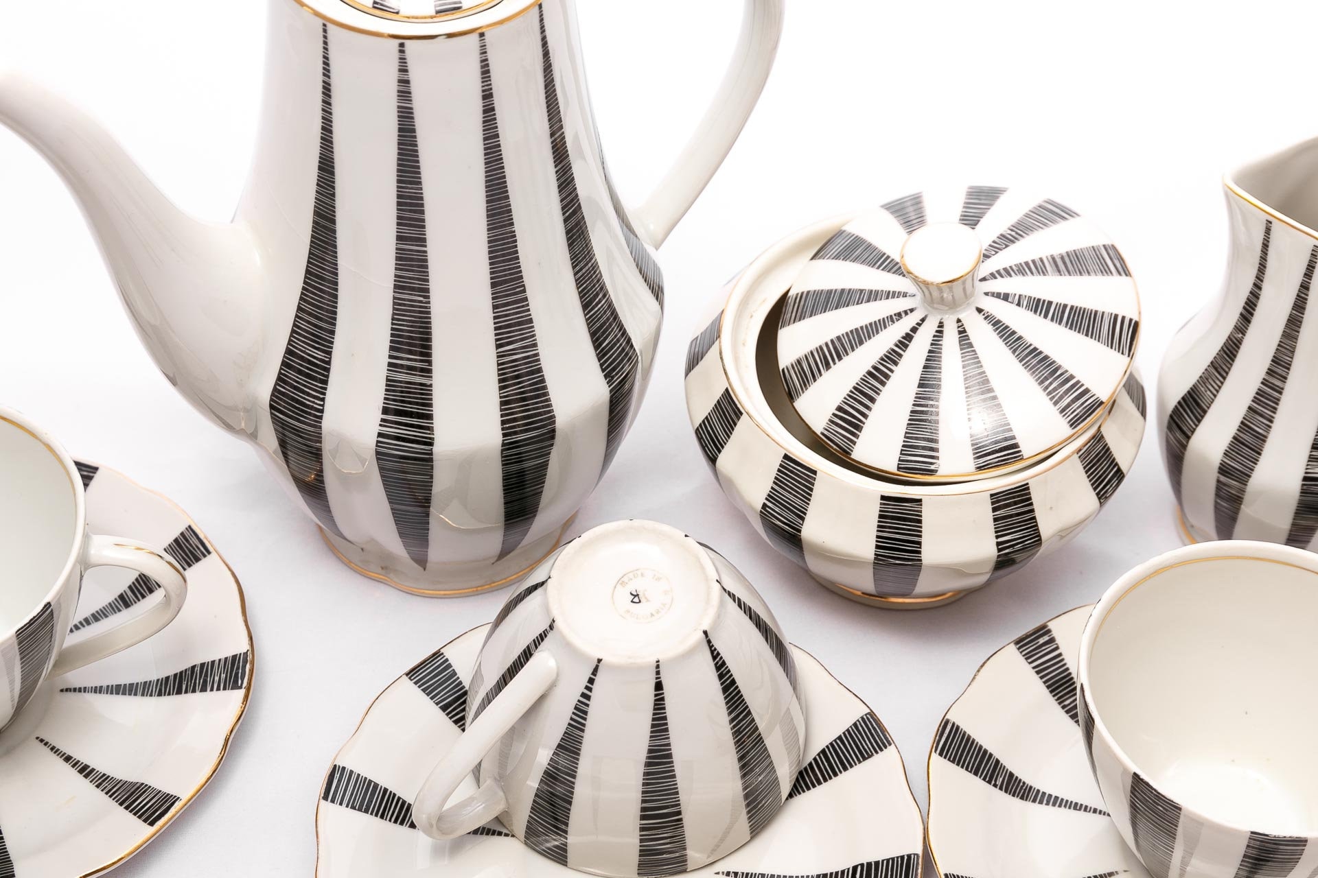 Zebra Stripes - 4 Person Tea Set - Vintage Bulgarian Porcelain - From ...