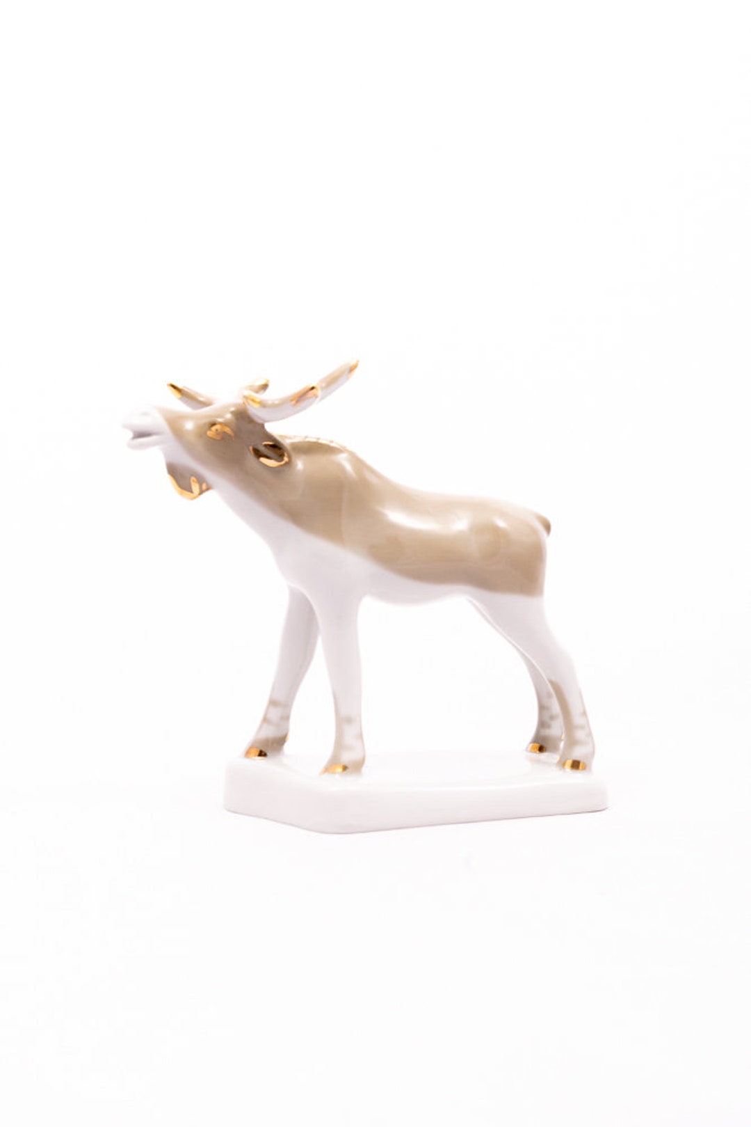 Majestic Moose - Polonnoe ZHK Porcelain - Hand Painted - Gold Plated ...