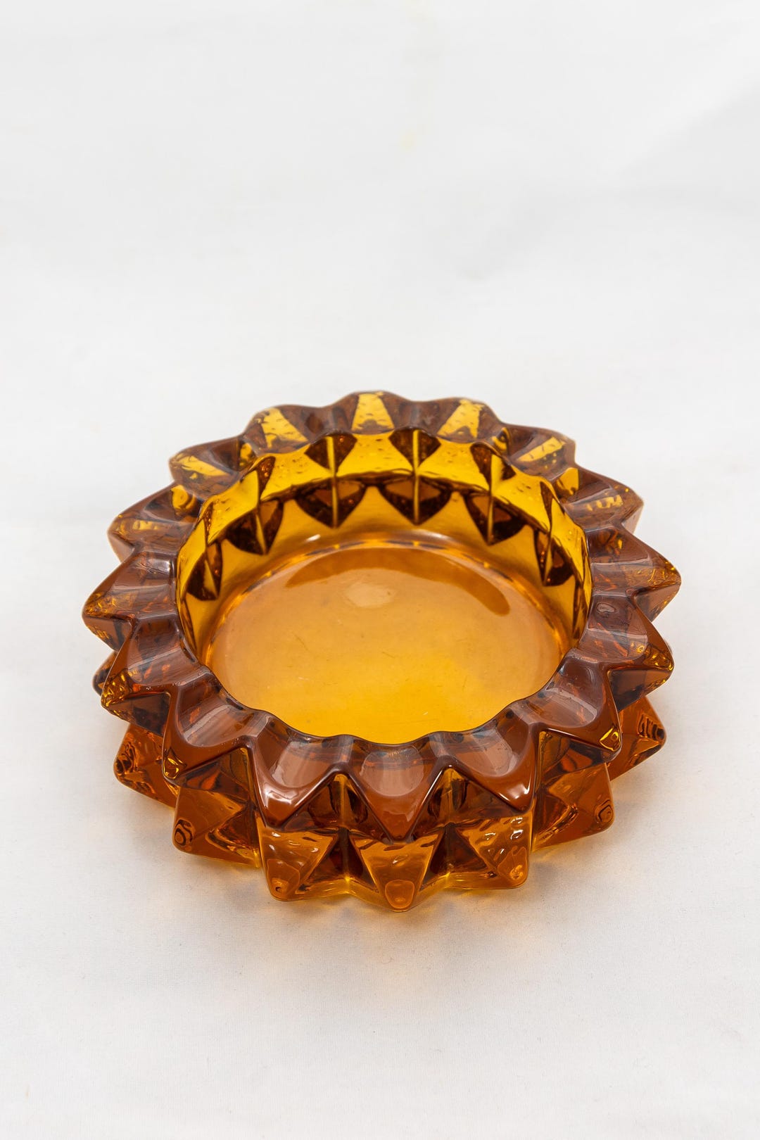 Sunny Yellow - Retro Art Glass Cog Shape Ashtray - by Aimo Okkolin ...