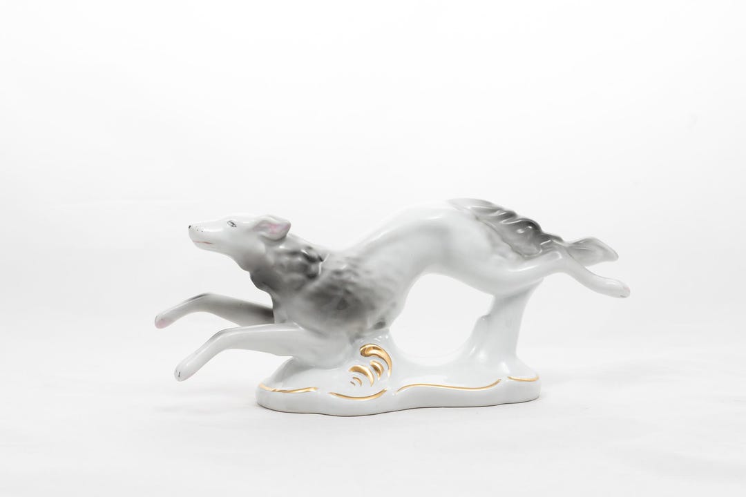 Running Greyhound - Cluj Napoca Iris Porcelain - Hand Painted Art-deco ...
