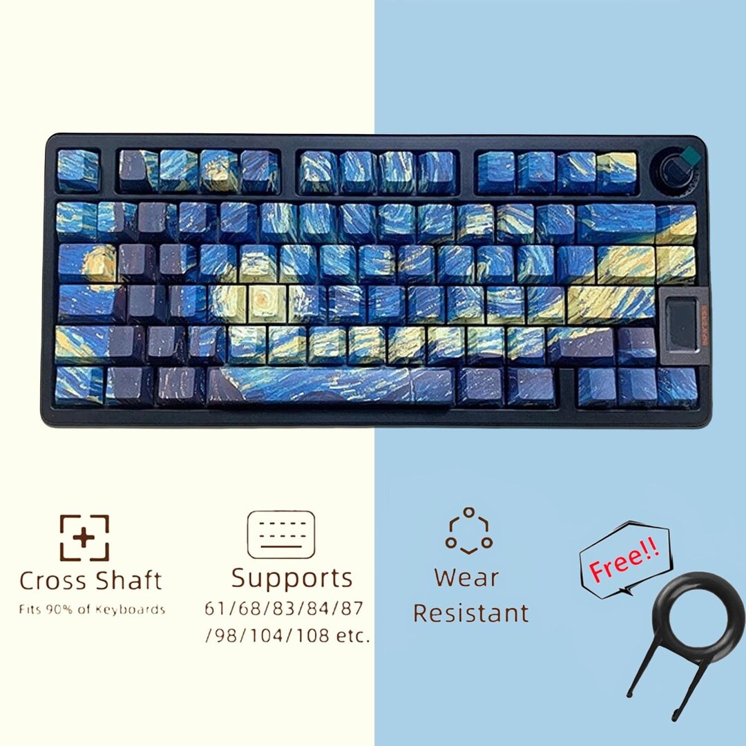 Art Starry Night Keycaps Set, the Starry Night Translucent Keycaps Set ...