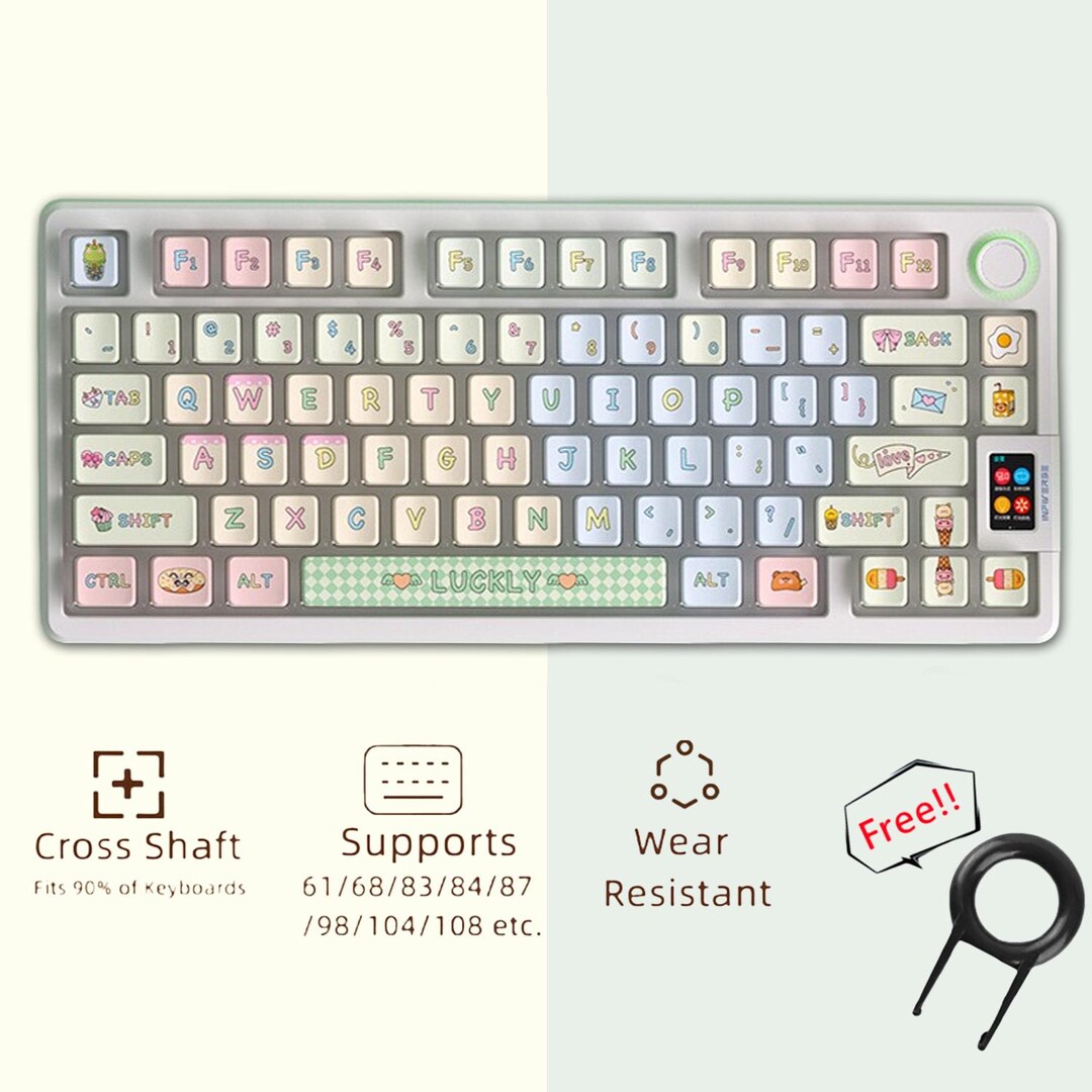 Cute Graffiti Translucent Keycaps Set, Cartoon Alphabet Graffiti ...