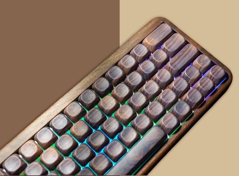 Wooden Walnut Keycaps Set, Vintage Wood Grain Keycaps Set, Mechanical ...