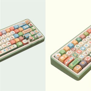 Cartoon Cute Keycaps Set, Forest Animal Graffiti Keycaps Set ...