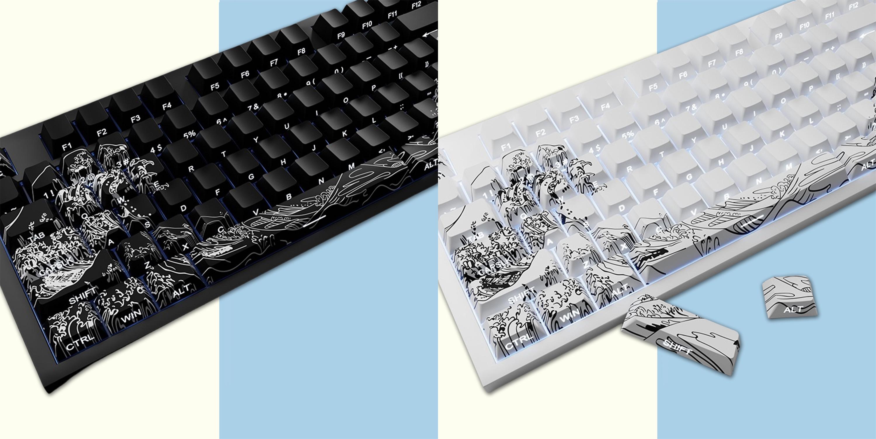 Blue Wave Keycaps Set, Ocean Wave Side Engraved Keycaps Set, Cherry ...