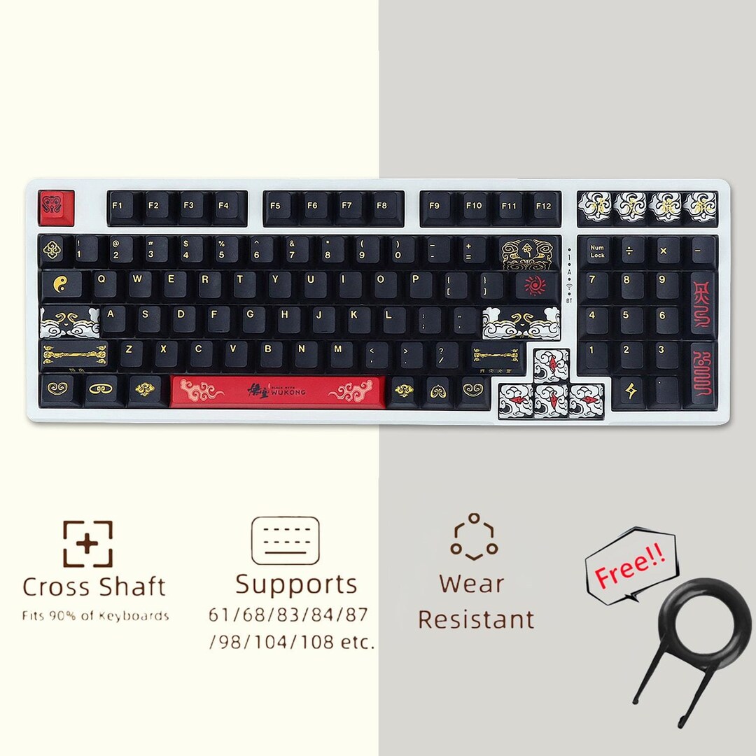 Black Myth Wukong Keycaps Set, Anime Gaming Keycaps Set, Black Artisan ...