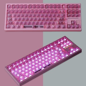 Pink Full Transparent Keycaps Set, Crystal Clear Keycaps Set ...