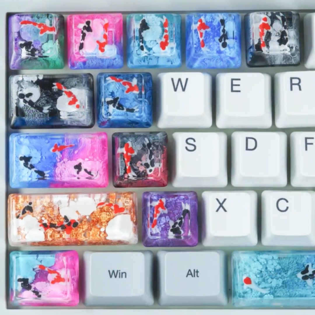 Koi Fish Keycap Set, OEM Koi Keycaps, Resin Mixed Color Keycap, Artisan ...