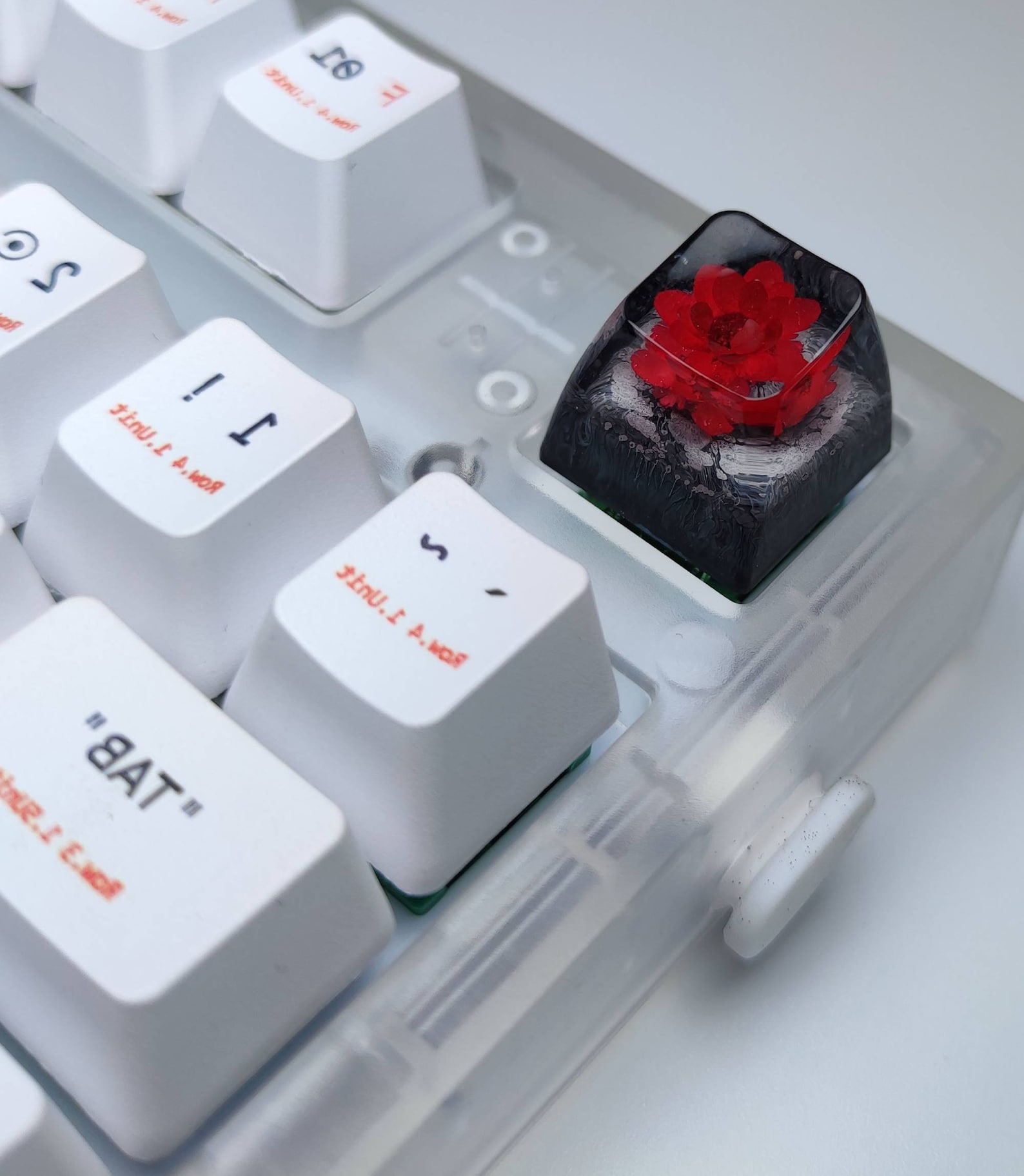 Green Flowers Keyboard Keycaps, Mechanical Fully Transparent Keycaps ...