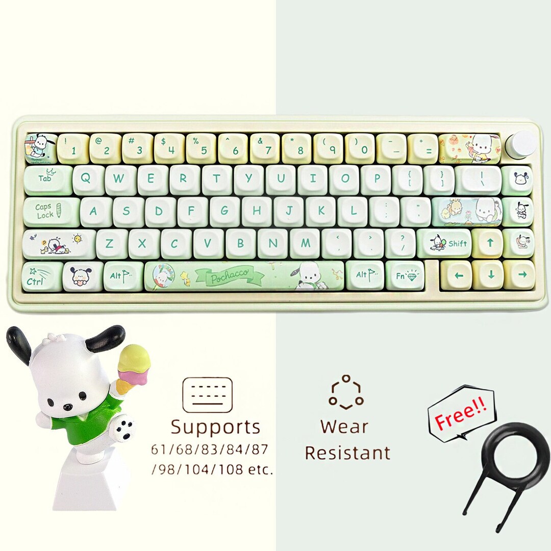 Mint Green Dog Keycaps Set, Cute Dog Keycaps Set, Anime Keycap Set ...