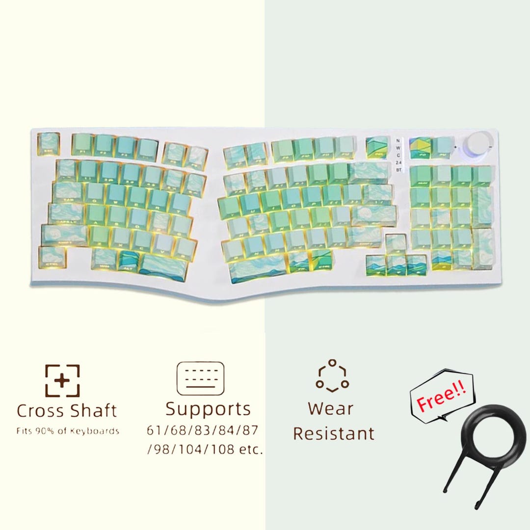 Green Pastel Keycaps Set, Backlit Keycaps Set, OEM Height Keycap, for ...