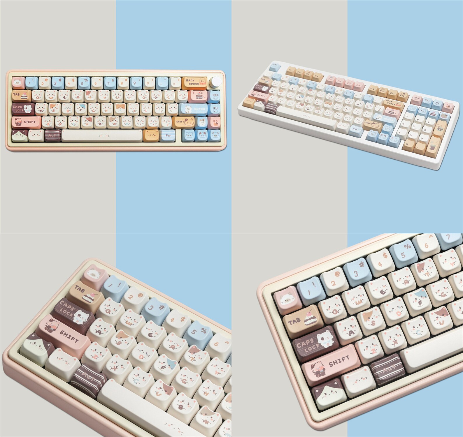 Cute Cat Keycap Set, Anime Keycaps Set, Mechanical Keyboard Keycaps Set ...