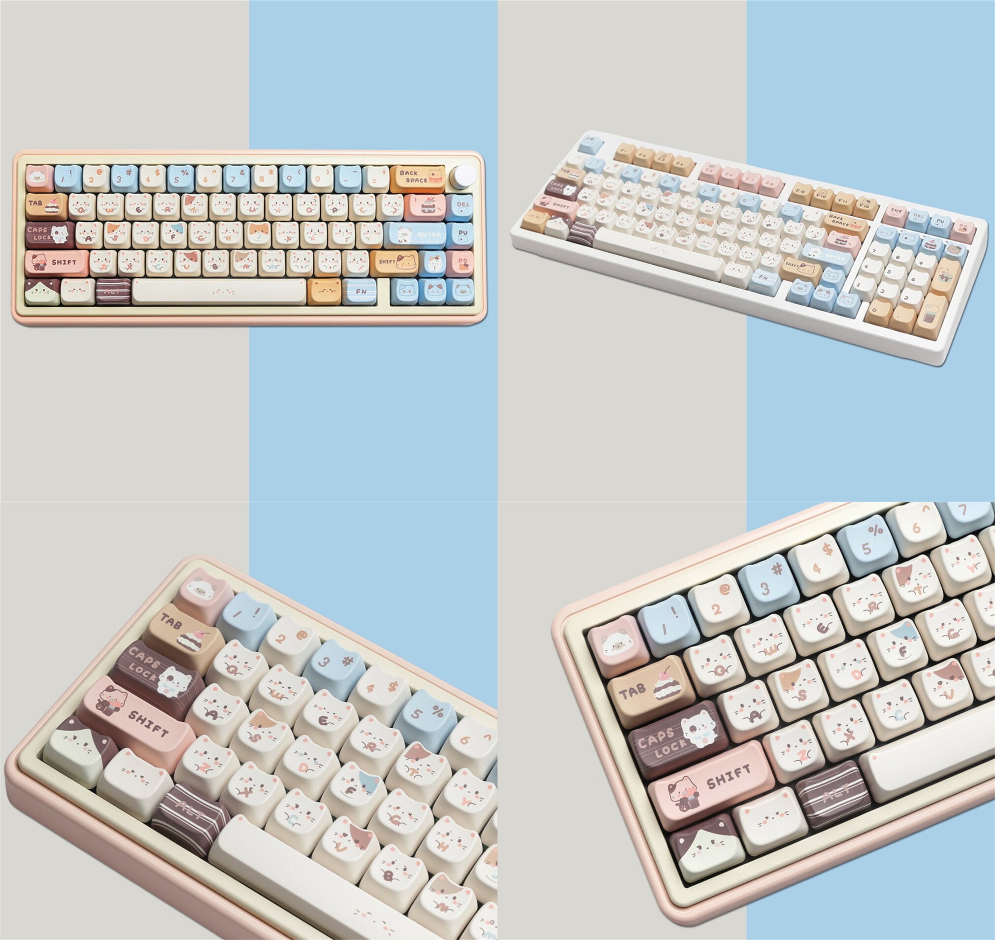 Cute Cat Keycap Set, Anime Keycaps Set, Mechanical Keyboard Keycaps Set ...