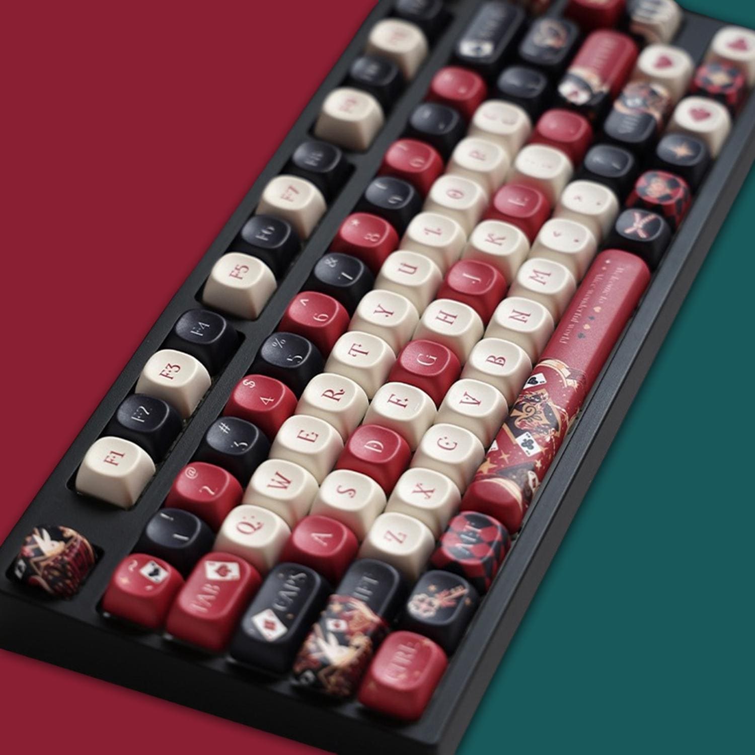 Retro Black Red Keycaps Set, Alice Anime Keycaps Set, Mechanical ...