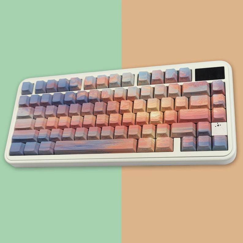 Sunrise Gradient Keycaps Set, Macaron Colorful Side Engraved Keycap Set ...