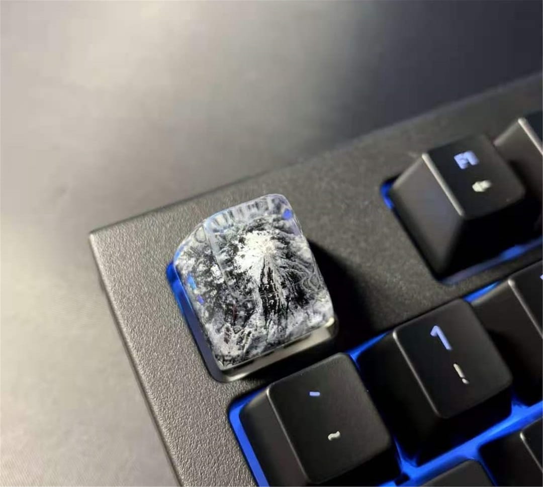 Black & White Ice Mountain SA Esc Keycaps, MX Mechanical Dye ...