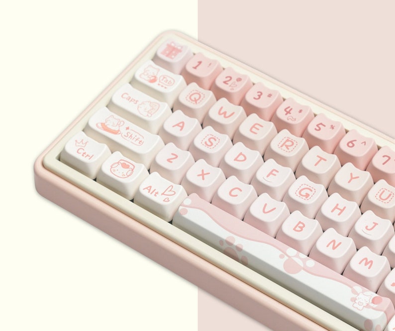 Pink Gradient Cat Keycap Set, Cute Cat Ear Keycaps Set, Anime Keycaps ...