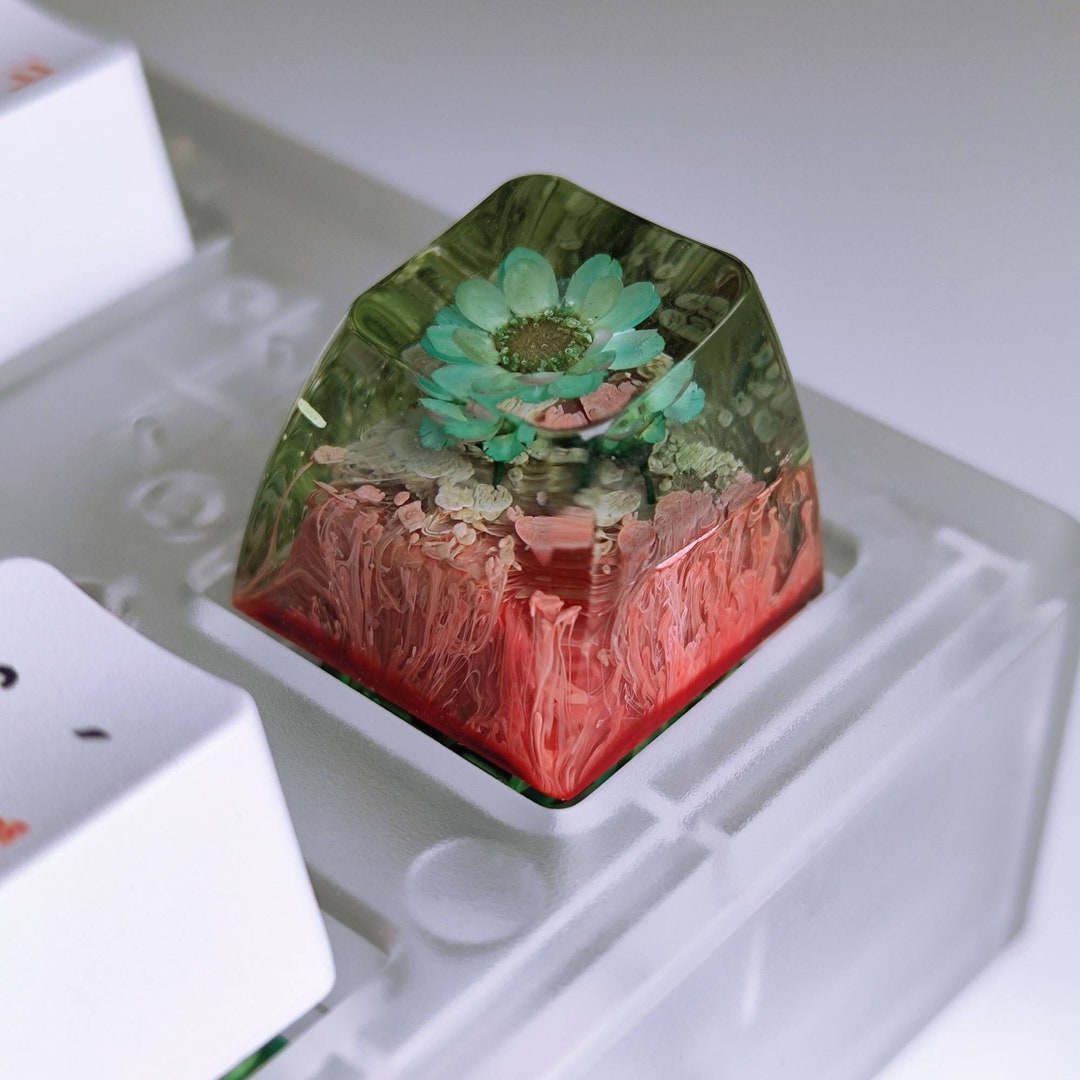 Green Flowers Keyboard Keycaps, Mechanical Fully Transparent Keycaps ...