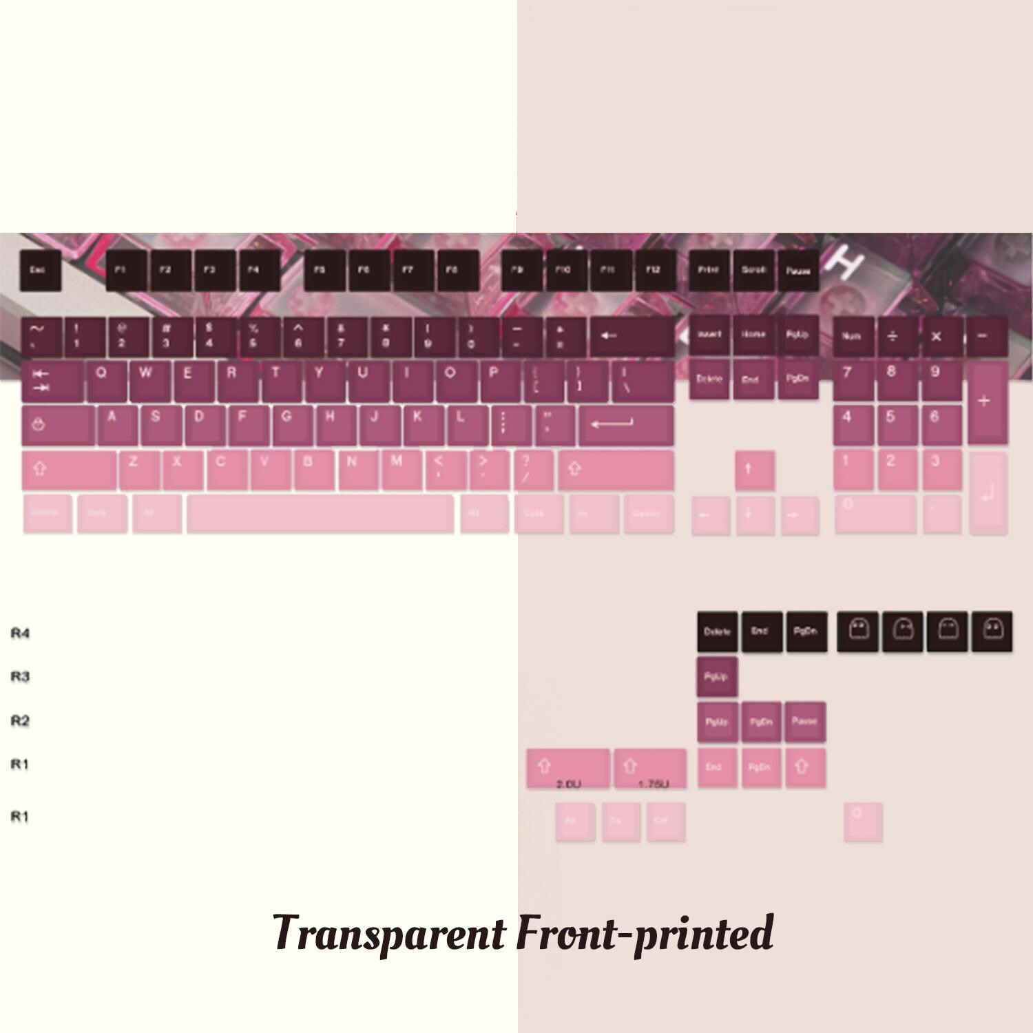 Transparent Keycap Set, Gradient Pink Backlit Keycaps, 124 Keys Keycap ...