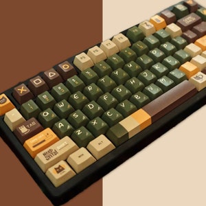 Game Cat Keycaps Set, Green Vintage Keycaps Set, Cute Cat Keycap Set ...