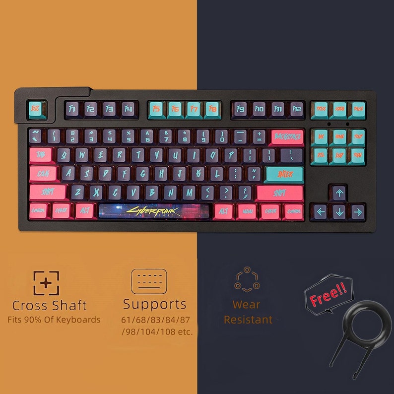 Cyberpunk Translucent Keycaps Set, Gaming Keycaps Set, Mechanical ...