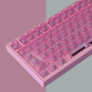 Pink Full Transparent Keycaps Set, Crystal Clear Keycaps Set ...