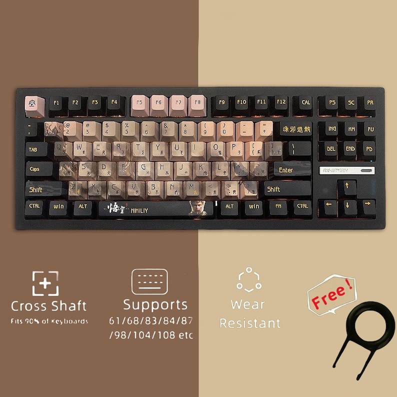 Black Myth Wukong Keycaps Set, Black Anime Keycaps Set, Cherry ...