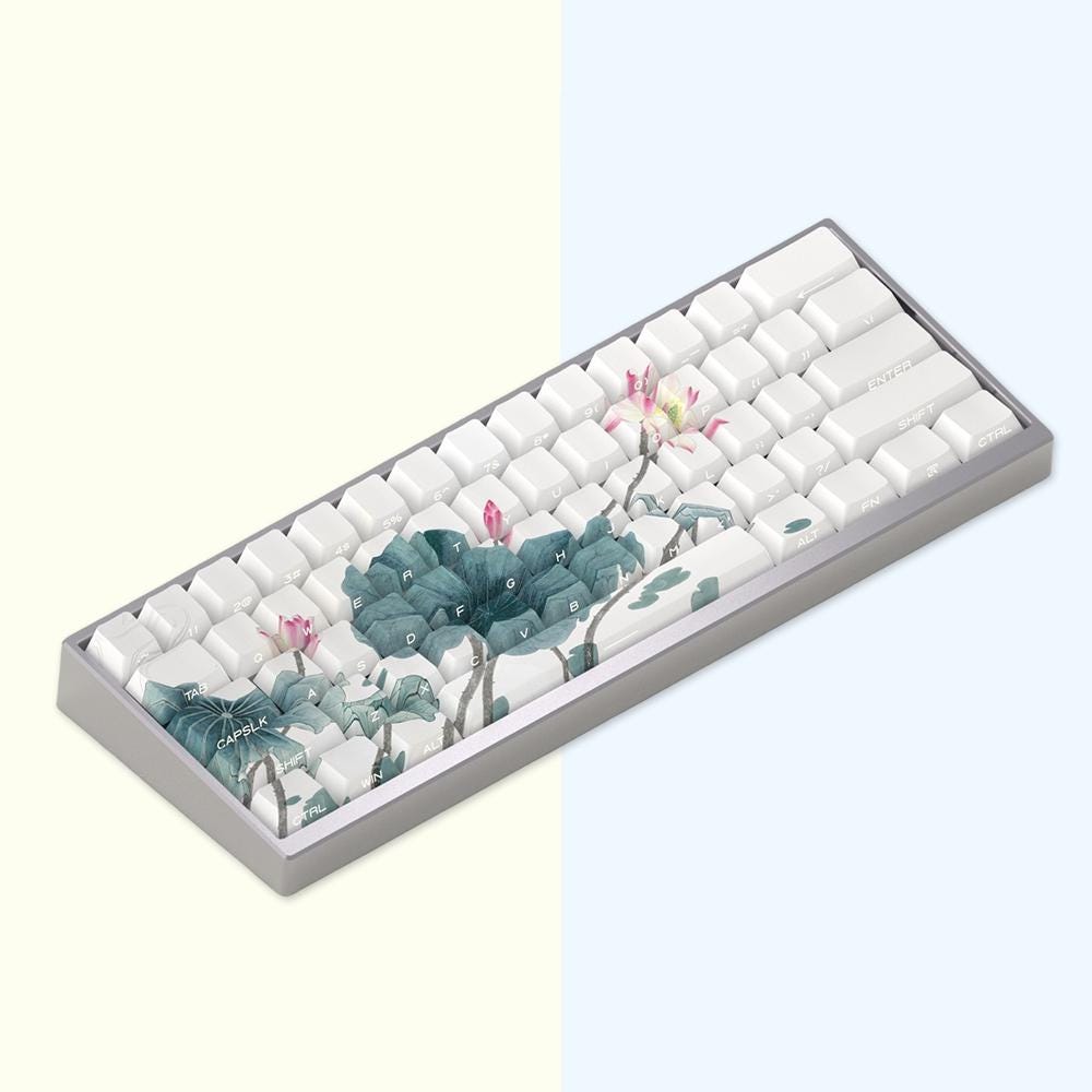 Lotus Flower Translucent Keycaps Set, Lotus Leaf Side Engraved Keycap ...