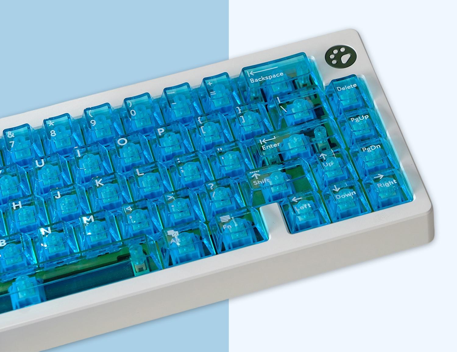 Blue Full Transparent Keycaps Set, Crystal Clear Keycaps Set, PC Cherry ...