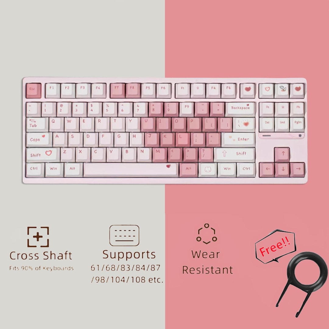 Pink-white Heart Keycaps Set, Painting Resin Keycap Set, Cherry Artisan ...