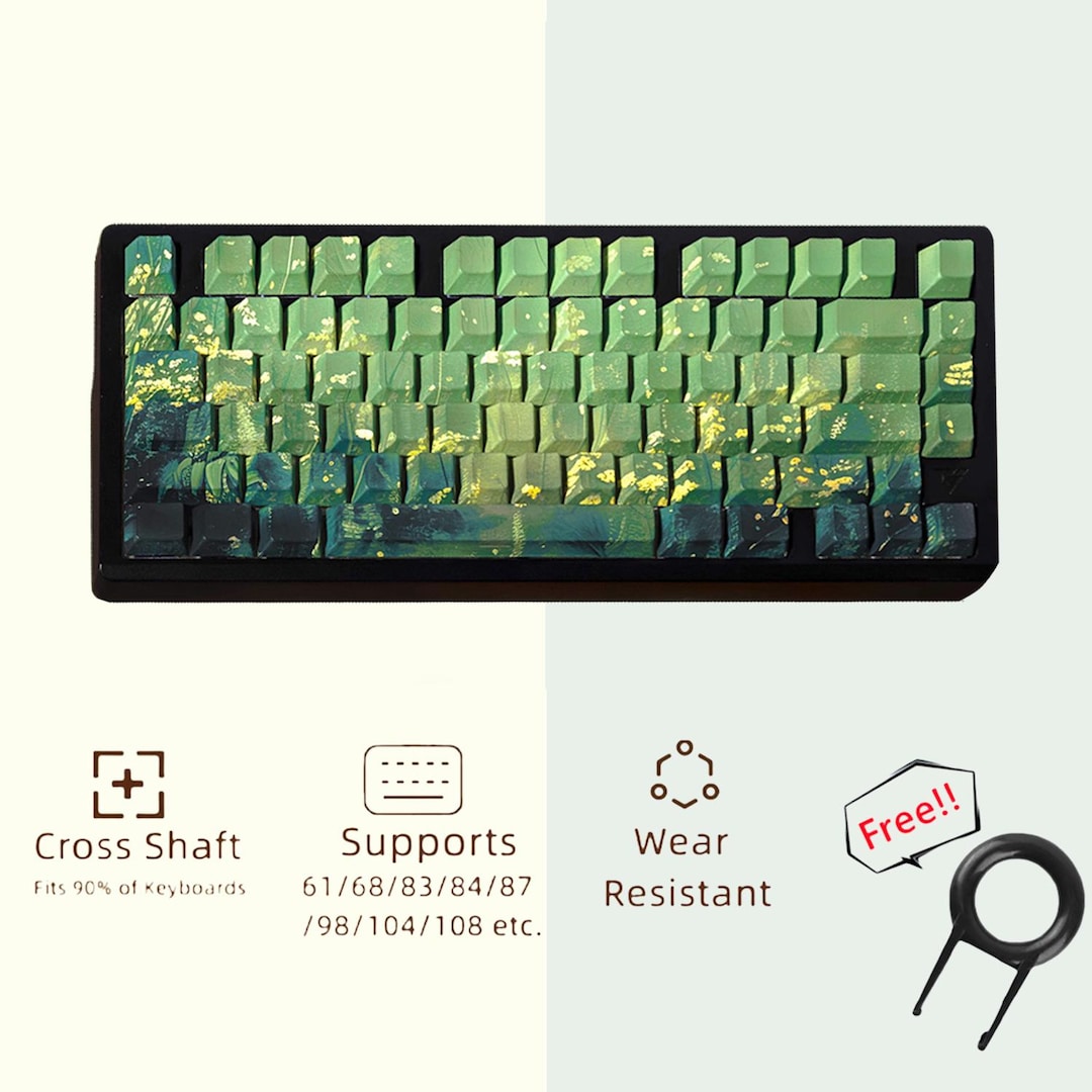 Green Keycaps Set, Translucent PBT Keycaps, Mechanical Keyboard Artisan ...