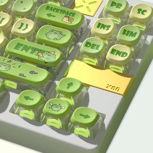 Green Cute Frog Keycaps Set, Green Translucent Keycap Set, Mechanical ...