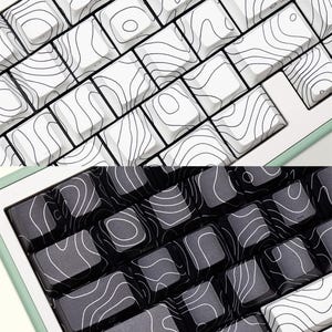 Black White Line Keycaps Set, Artistic Side Engraved Keycaps Set ...