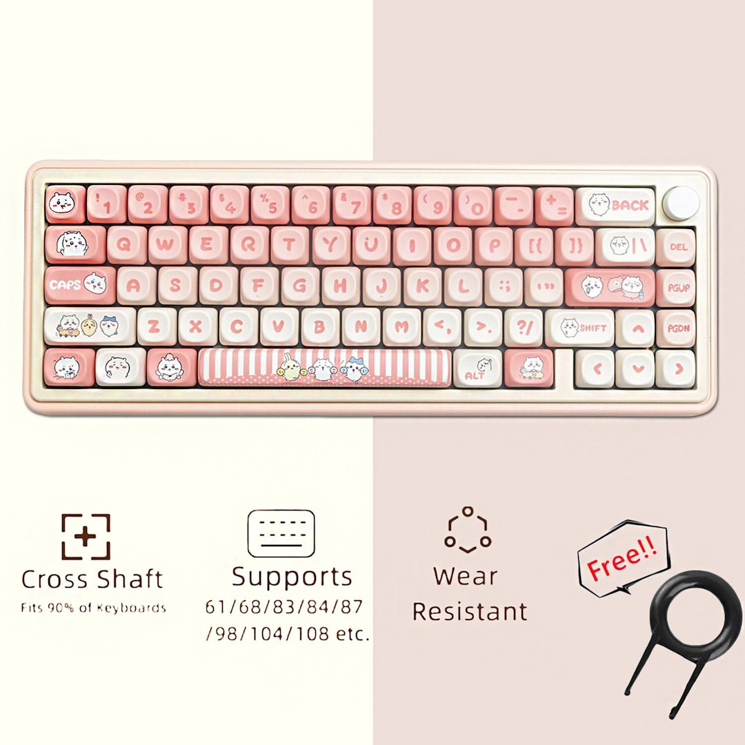 Kawaii Pink Keycap Set, Pink Gradient Keycaps Set, Cute Anime Keycap ...