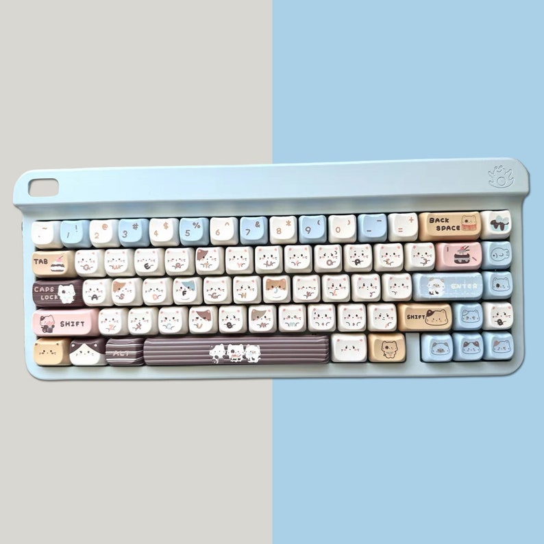 Cute Cat Keycap Set, Anime Keycaps Set, Mechanical Keyboard Keycaps Set ...