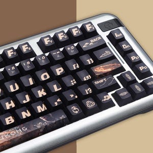 Black Myth Wukong Keycaps Set, Black Side Engraved Light Keycaps Set ...