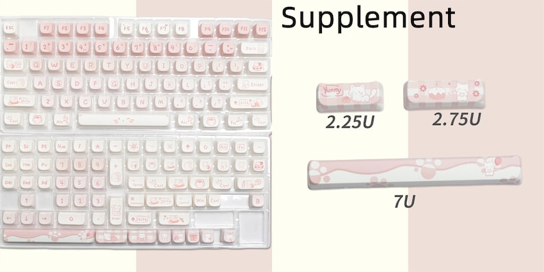 Pink Gradient Cat Keycap Set, Cute Cat Ear Keycaps Set, Anime Keycaps ...