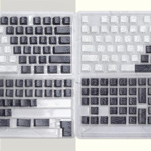 Black White Line Keycaps Set, Artistic Side Engraved Keycaps Set ...