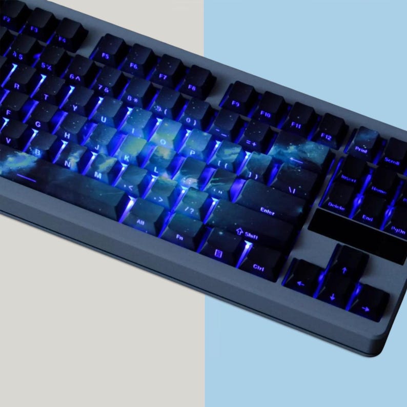 Galaxy Keycap Set, Dark Blue Backlit Keycaps, 131 Keys Keycap, Cherry ...